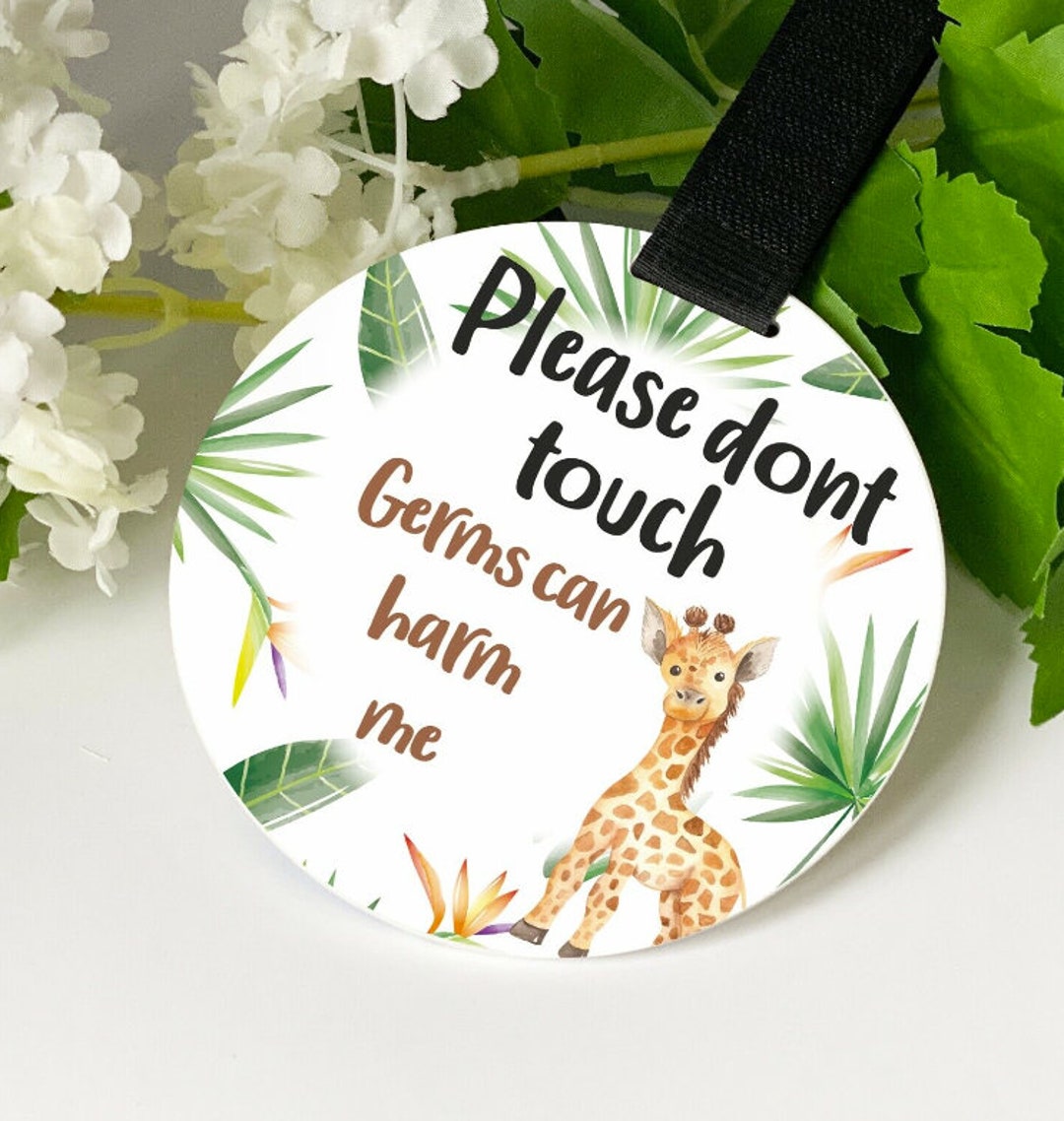 Baby Car Seat Sign Safari Jungle Giraffe Do Not Touch the Baby Germs ...