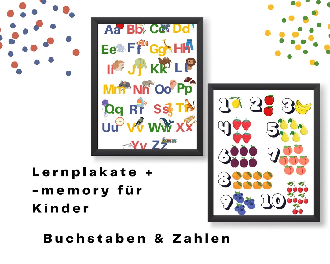 Learning Poster & Memory for Kids Letters Numbers PDF - Etsy Learning Poster & Memory for Kids Letters Numbers PDF - Etsy