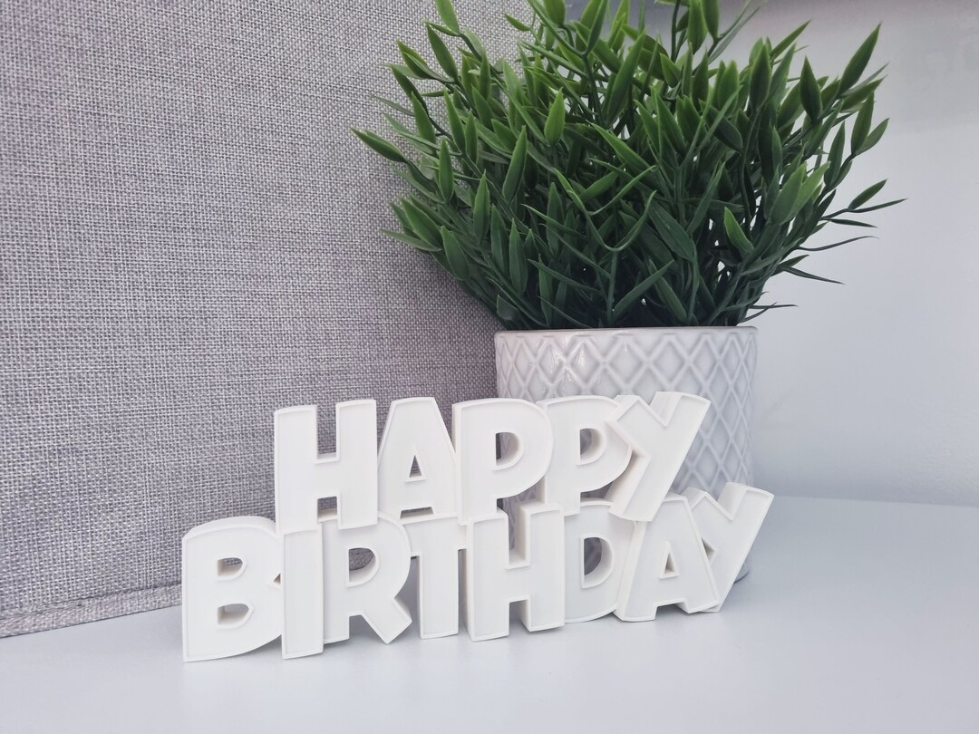 Reusable Happy Birthday Sign White, Birthday Table Display, Happy ...