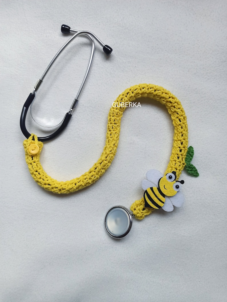 Yellow Stethoscope Cloth With a Bee and Leafs, Medical Stethoscope ...