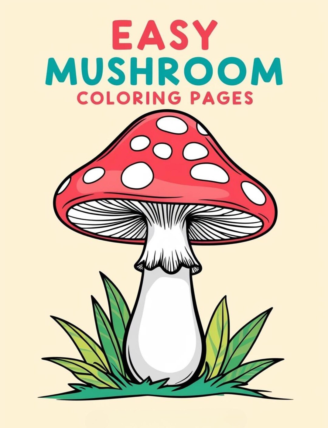 Easy Mushroom Coloring Pages: Printable Digital Download for Kids ...