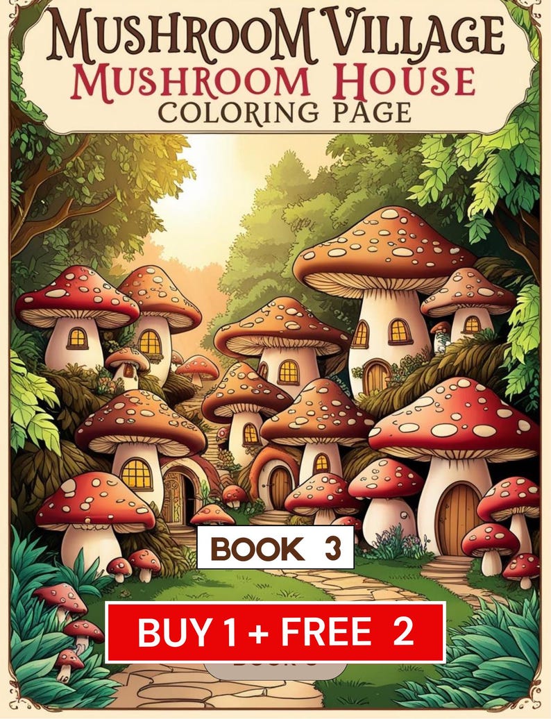 Mushroom House Coloring Pages for Adults | Grayscale Fantasy ...