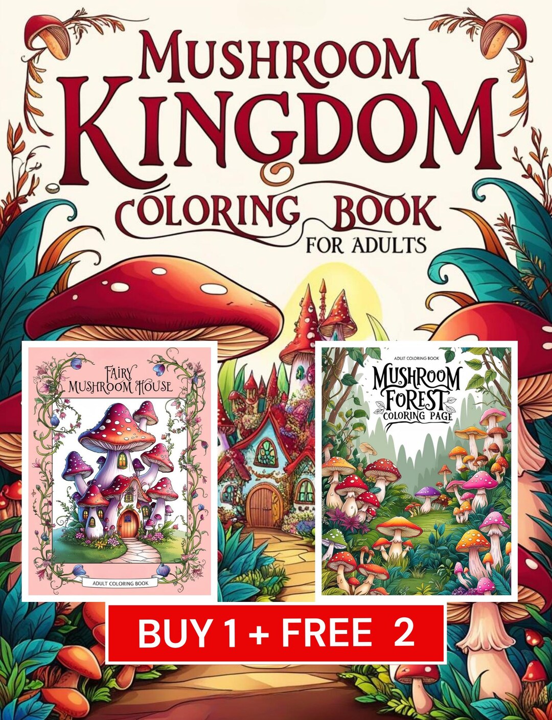 Mushroom Kingdom Coloring Pages, Forest, Fairy Cottage (digital ...
