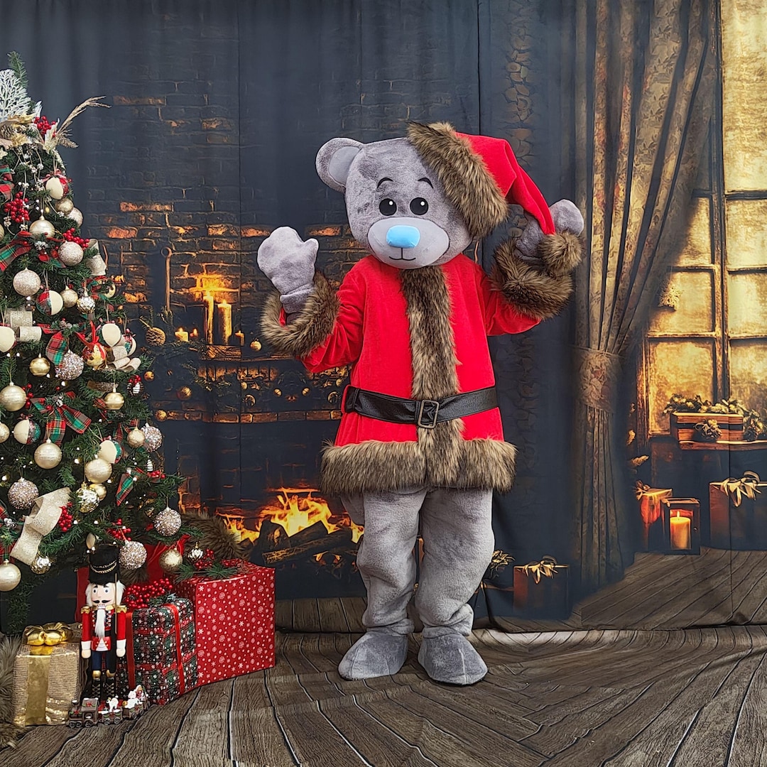 Teddy the Gray, Christmas, Adult Mascot Costume, Party Mascot Costume ...