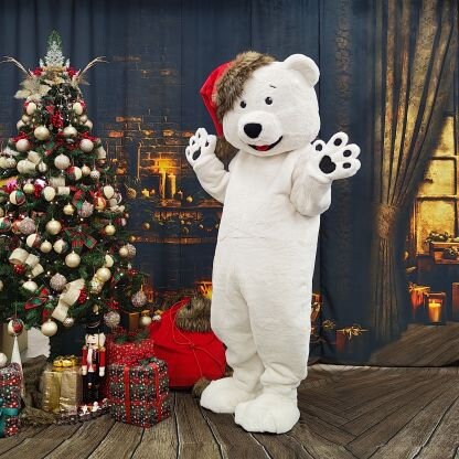 White Christmas Teddy Adult Mascot Costume Party Mascot - Etsy