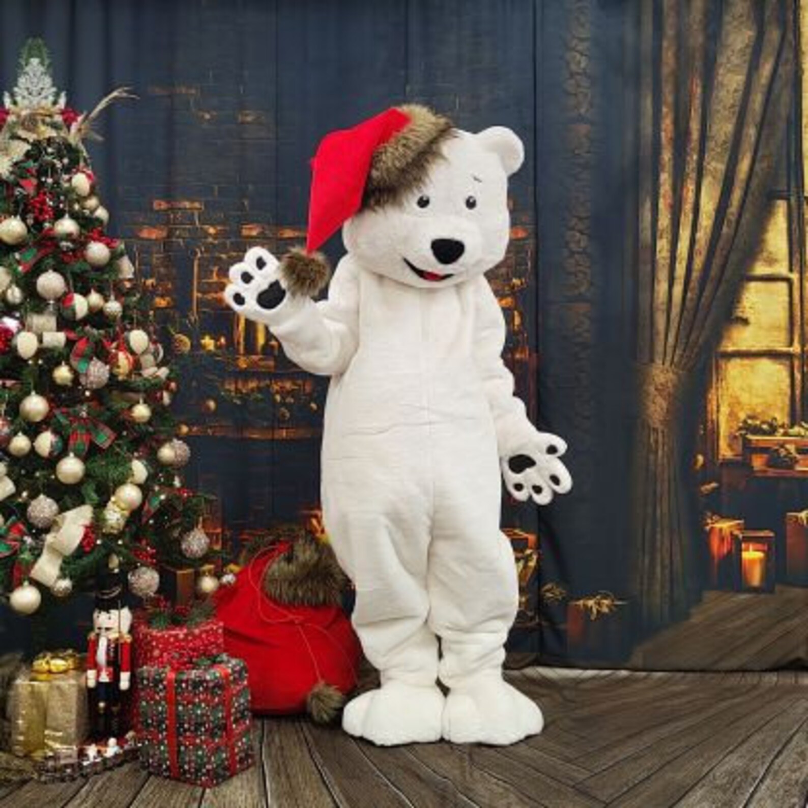 White Christmas Teddy Adult Mascot Costume Party Mascot - Etsy