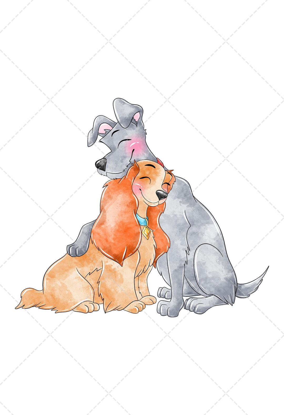 Lady and the Tramp Clipart PNG, Watercolor Hand Drawn Illustration ...