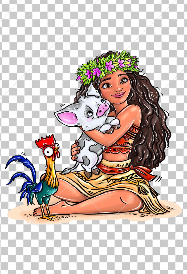 Moana Clipart PNG, Watercolor Hand Drawn Illustration, Digital Download ...