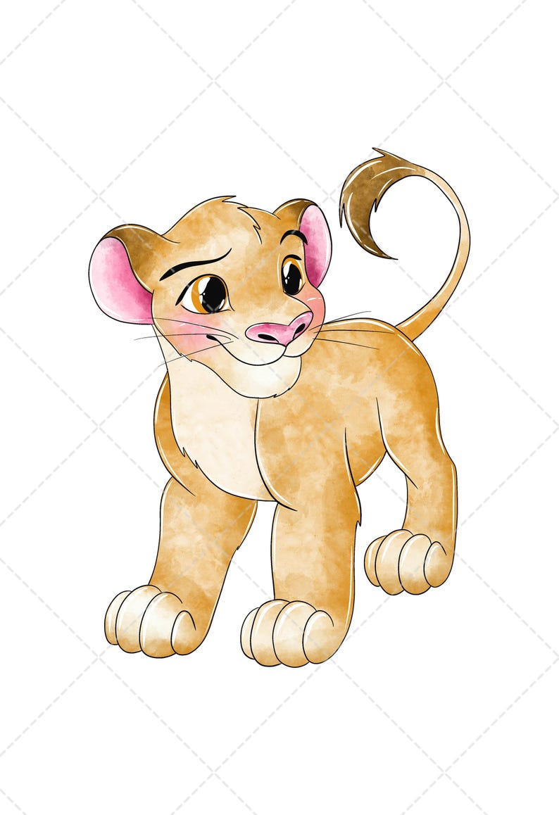 Simba Clipart PNG, Watercolor Hand Drawn Illustration, Digital Download ...