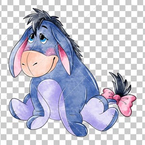 Eeyore Clipart PNG, Watercolor Hand Drawn Illustration, Digital ...