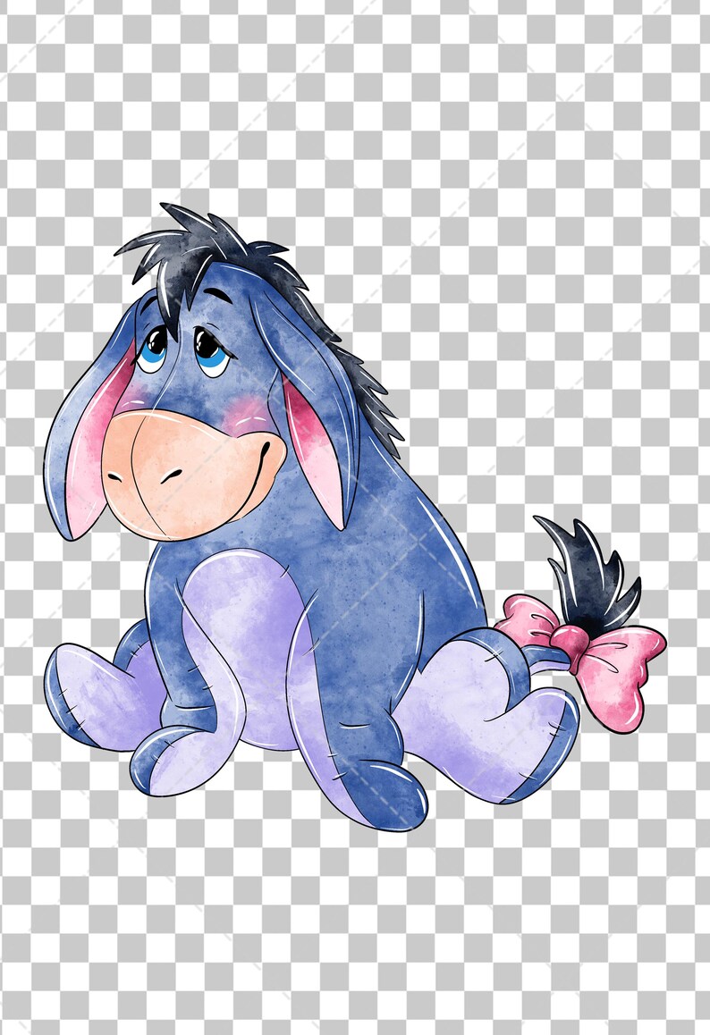 Eeyore Clipart PNG, Watercolor Hand Drawn Illustration, Digital ...