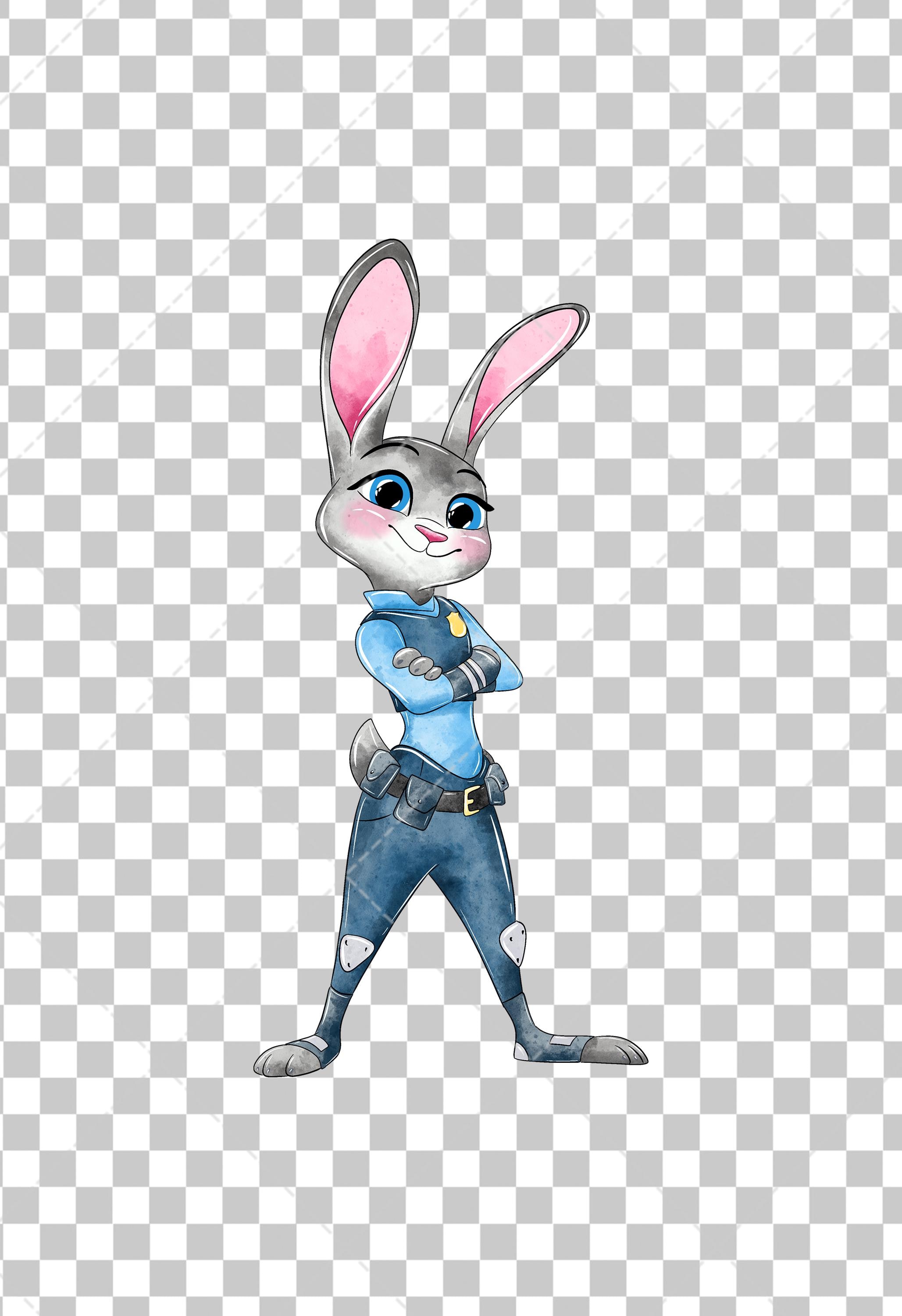 Judy Hopps Clipart PNG, Watercolor Hand Drawn Illustration, Digital ...