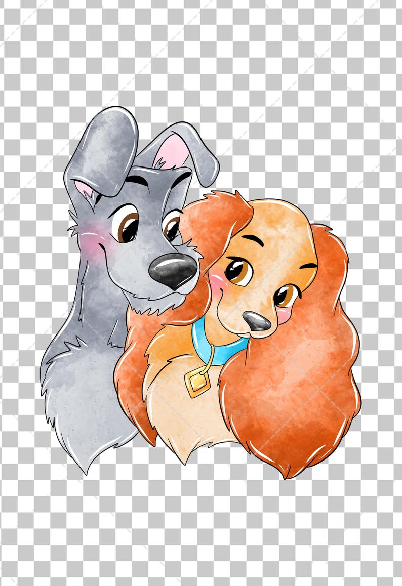 Lady and the Tramp Clipart PNG, Watercolor Hand Drawn Illustration ...