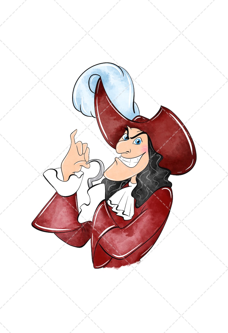Captain Hook Clipart PNG, Watercolor Hand Drawn Illustration, Digital ...