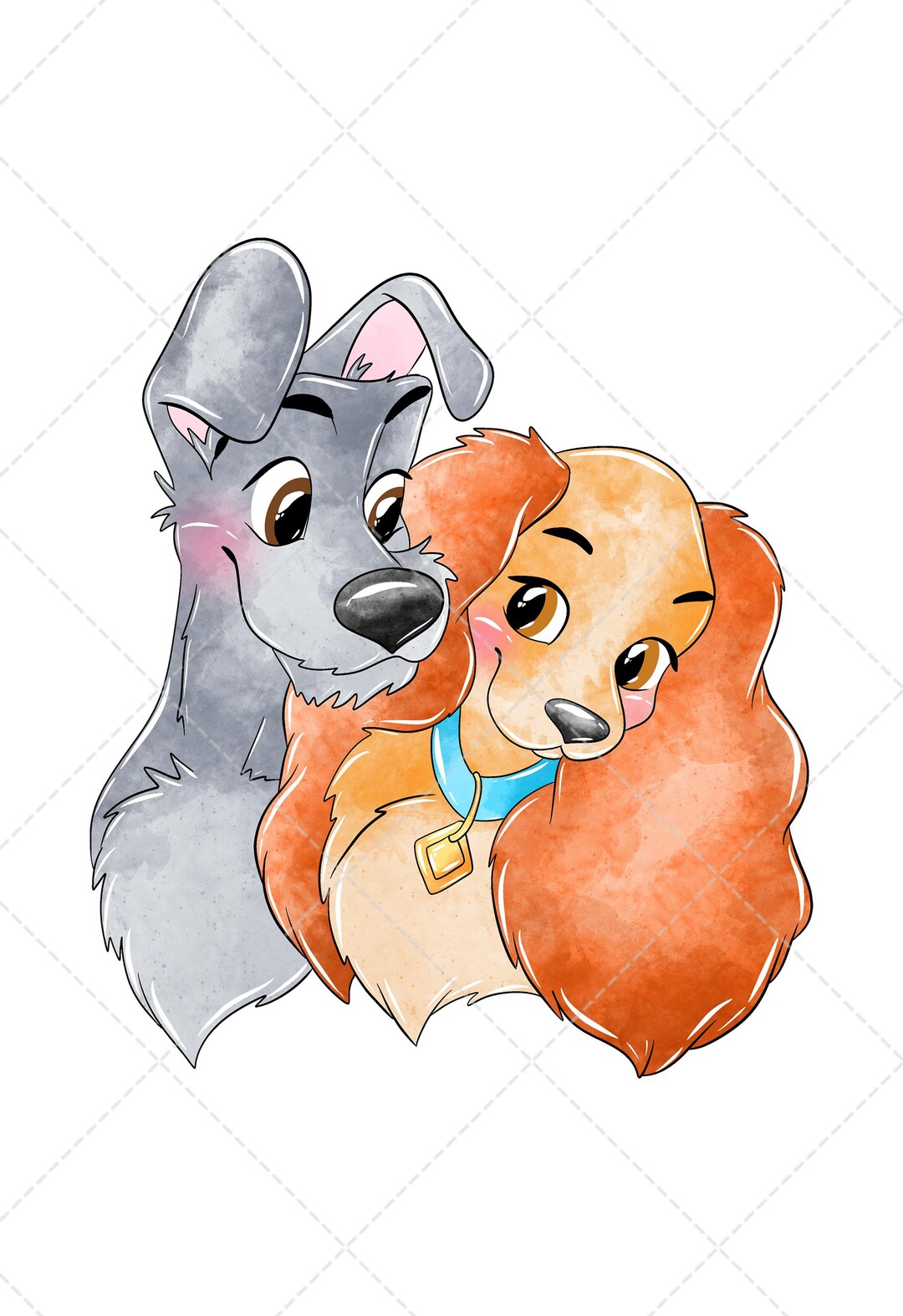 Lady and the Tramp Clipart PNG, Watercolor Hand Drawn Illustration ...