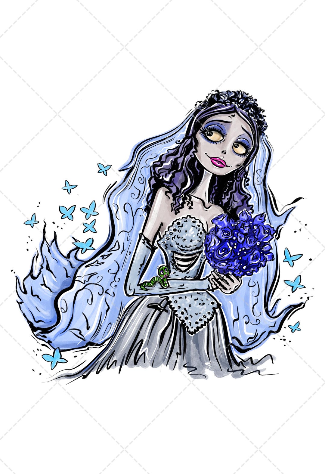 Corpse Bride Clipart PNG, Watercolor Hand Drawn Illustration, Digital ...