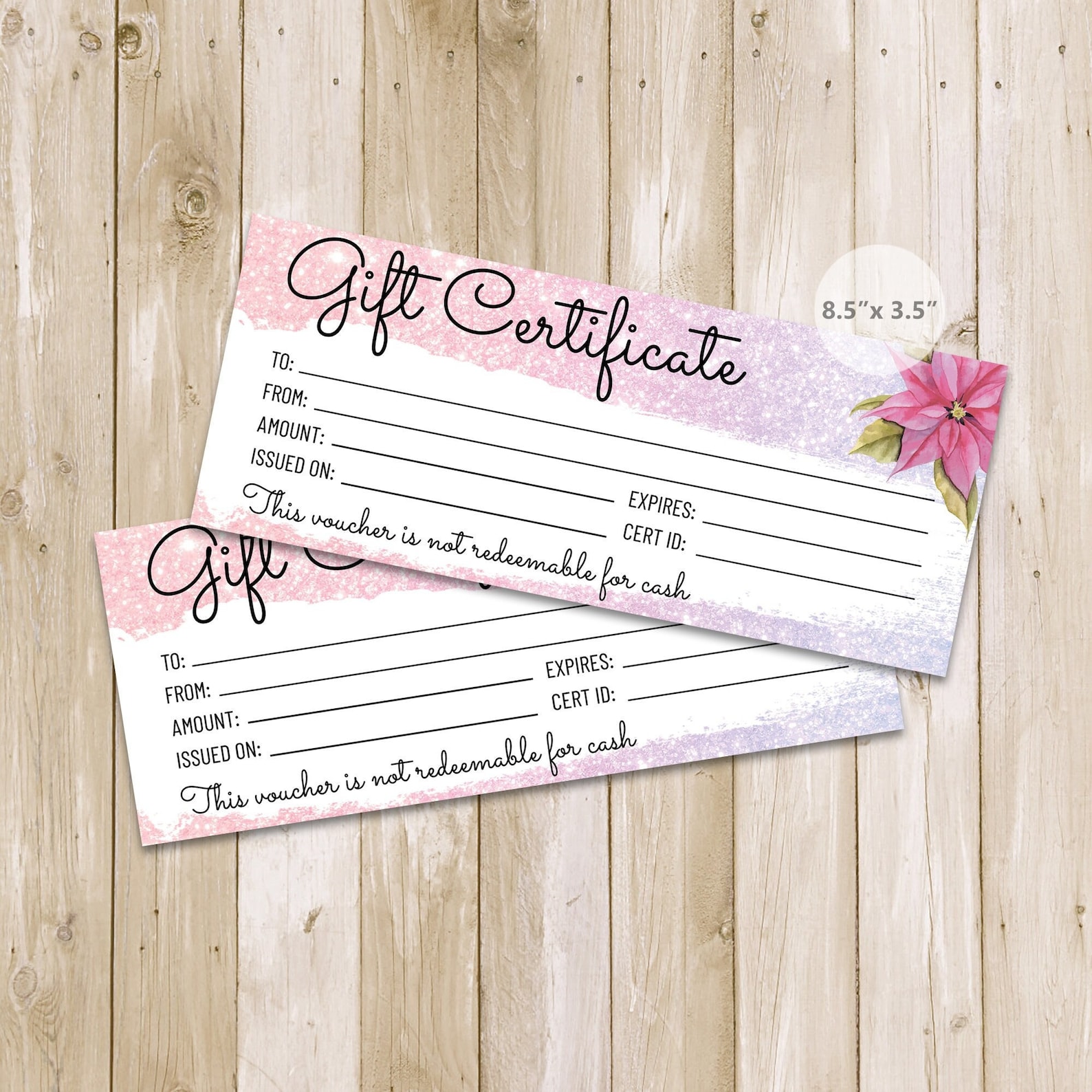 Printable Template for Gift Certificate Printable Poinsettia - Etsy