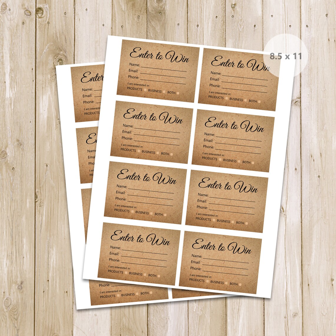 Printable Raffle Ticket Templates Kraft Enter to Win Cards Printable ...