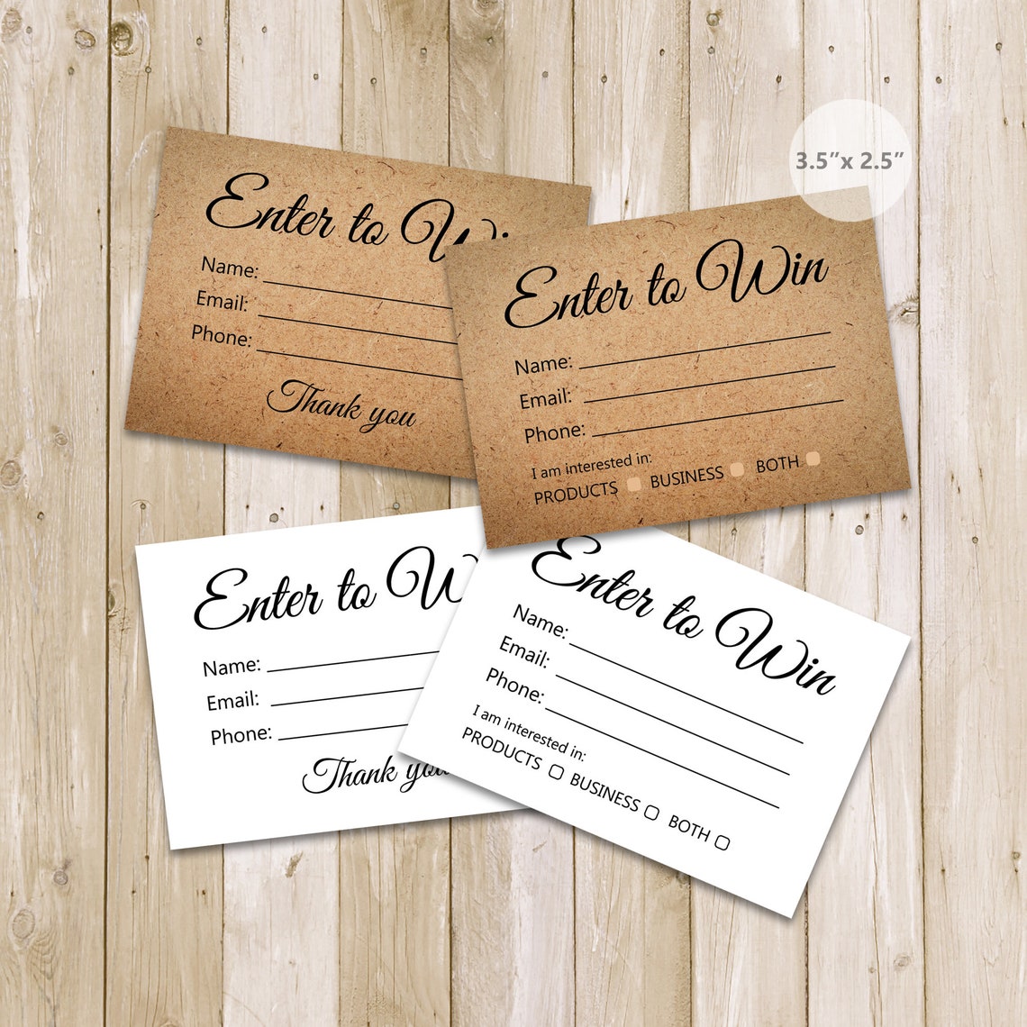 Printable Raffle Ticket Templates Enter to Win Cards - Etsy