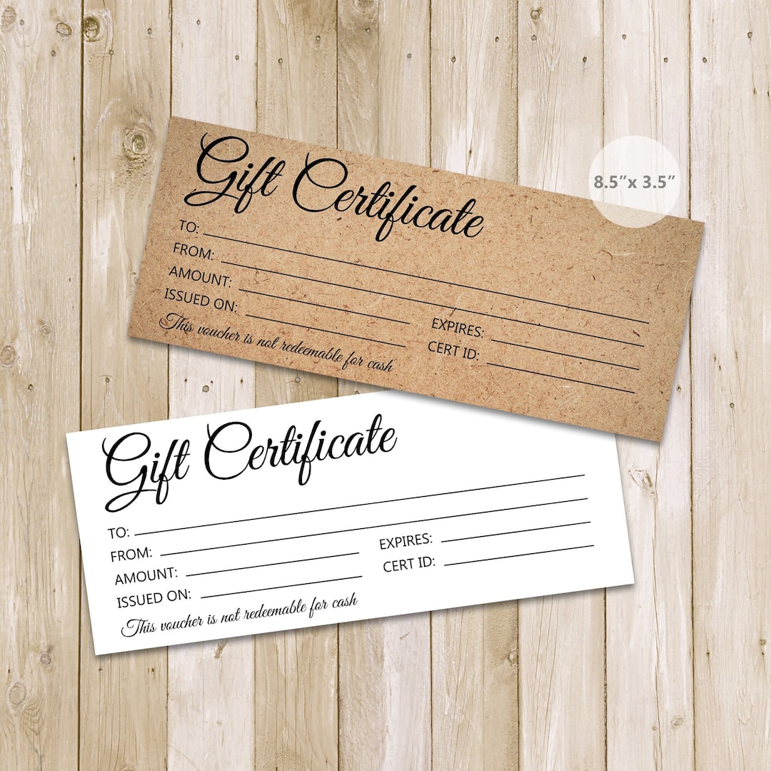 Printable Gift Certificate Template Blank Gift Certificate - Etsy