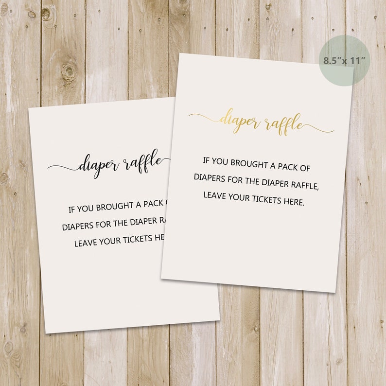 Diaper Raffle Sign Printable Cream and Gold Mommy Shower Baby Shower ...