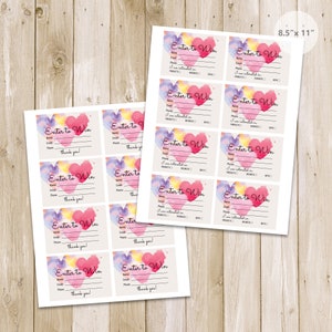 Printable Raffle Ticket Template Valentine's Day Hearts Giveaways ...