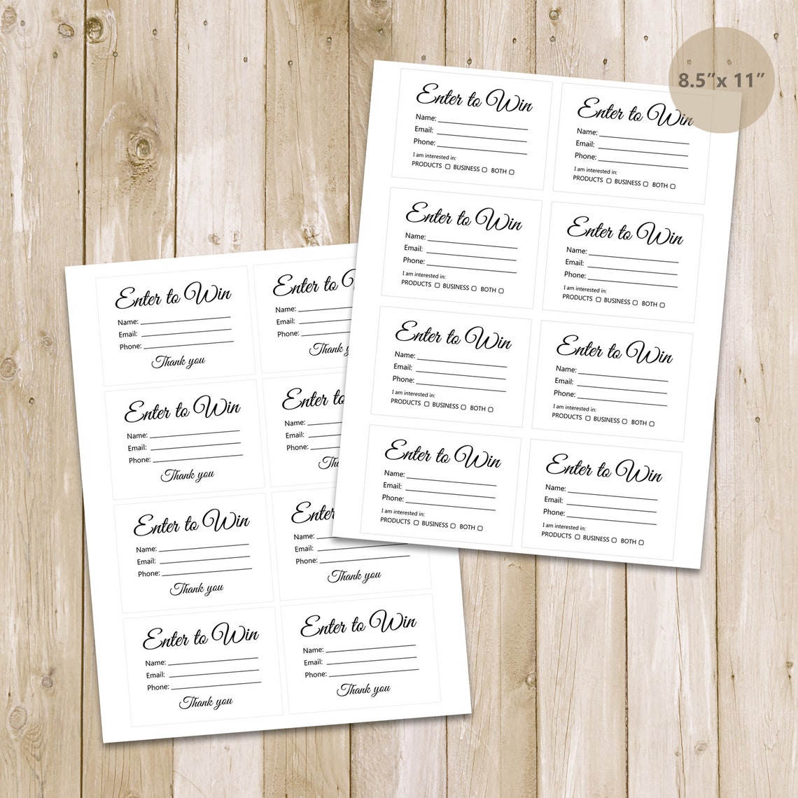 Printable Raffle Ticket Templates Enter to Win Cards - Etsy