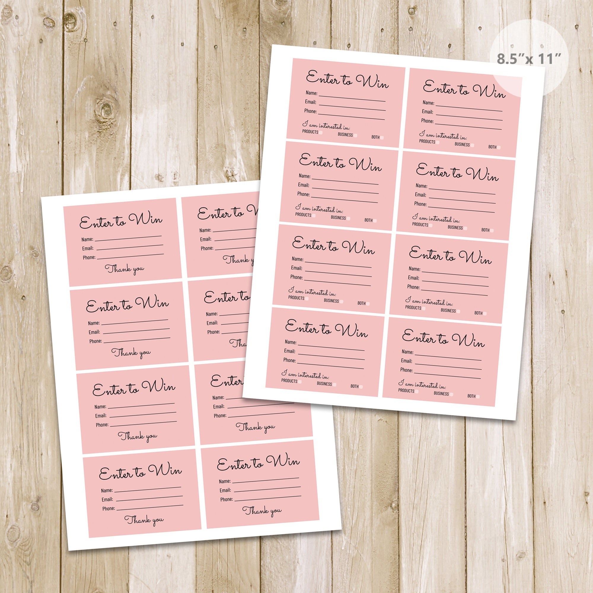 Printable Raffle Ticket Templates Pink Enter to Win Card Printable ...