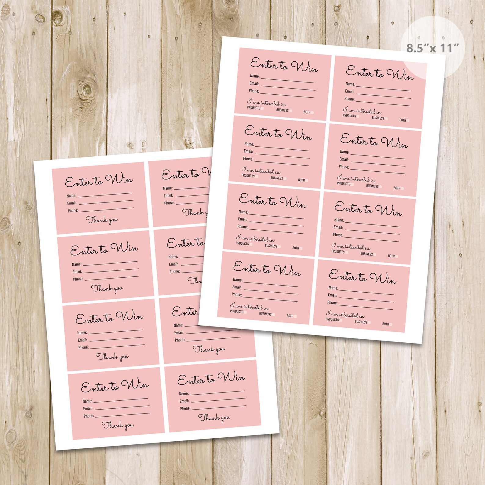 Printable Raffle Ticket Templates Pink and Blue Enter to Win Cards ...
