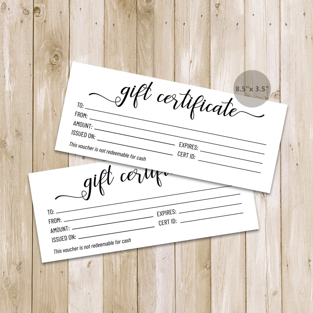 Blank Printable Gift Certificate Template Gift Vouchers NO - Etsy