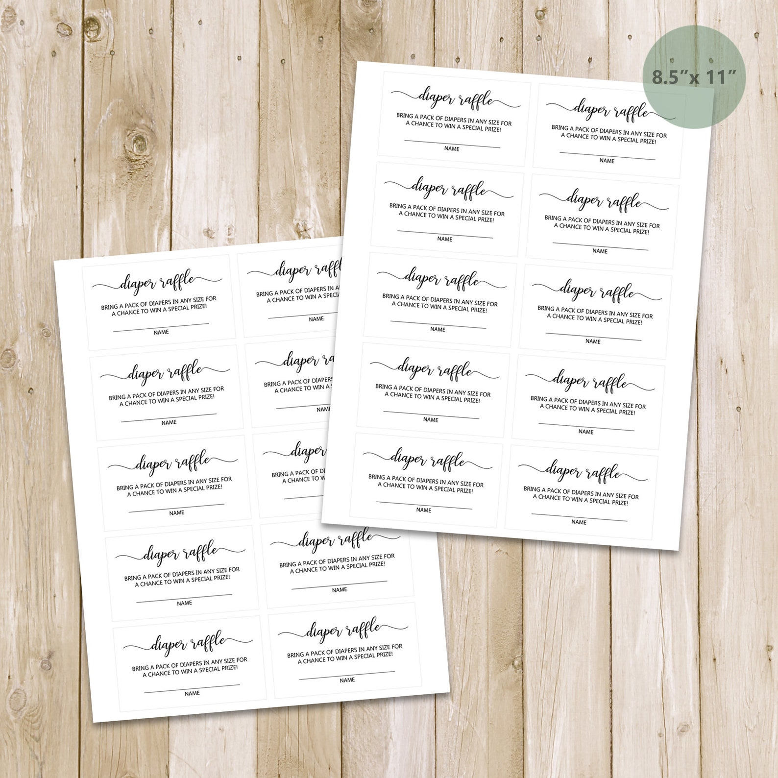 Diaper Raffle Tickets Printable Insert Mommy Shower Baby - Etsy