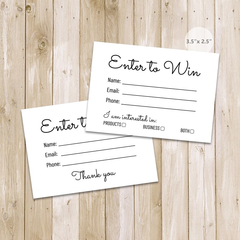 Printable Raffle Ticket Templates Simple Enter to Win Cards - Etsy