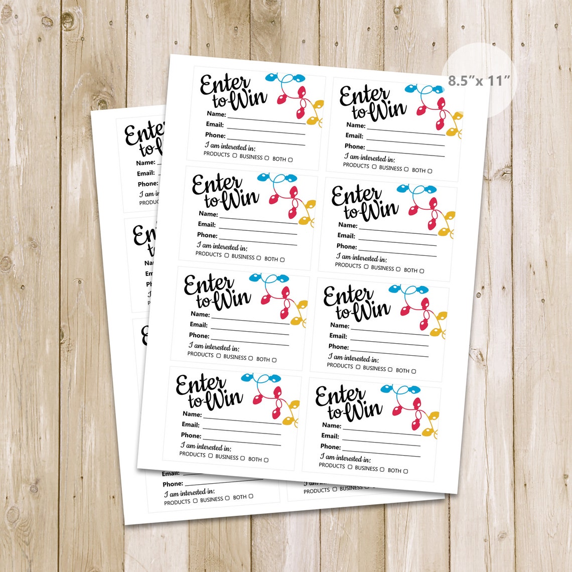 Printable Raffle Ticket Templates Enter to Win Card Light Bulbs ...