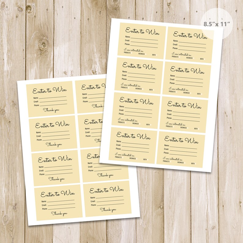 Printable Raffle Ticket Templates Yellow Enter to Win Cards Printable ...