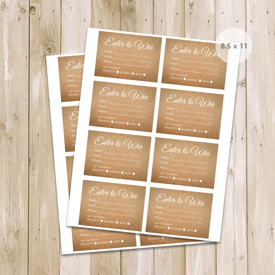 Printable Raffle Ticket Templates Kraft Enter to Win Cards Printable ...