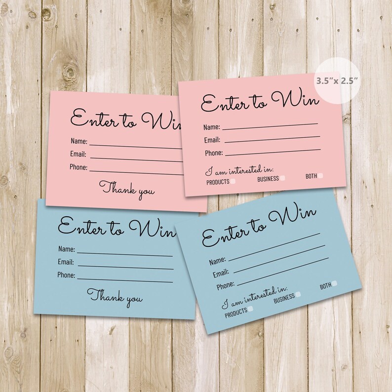 Printable Raffle Ticket Templates Pink and Blue Enter to Win Cards ...
