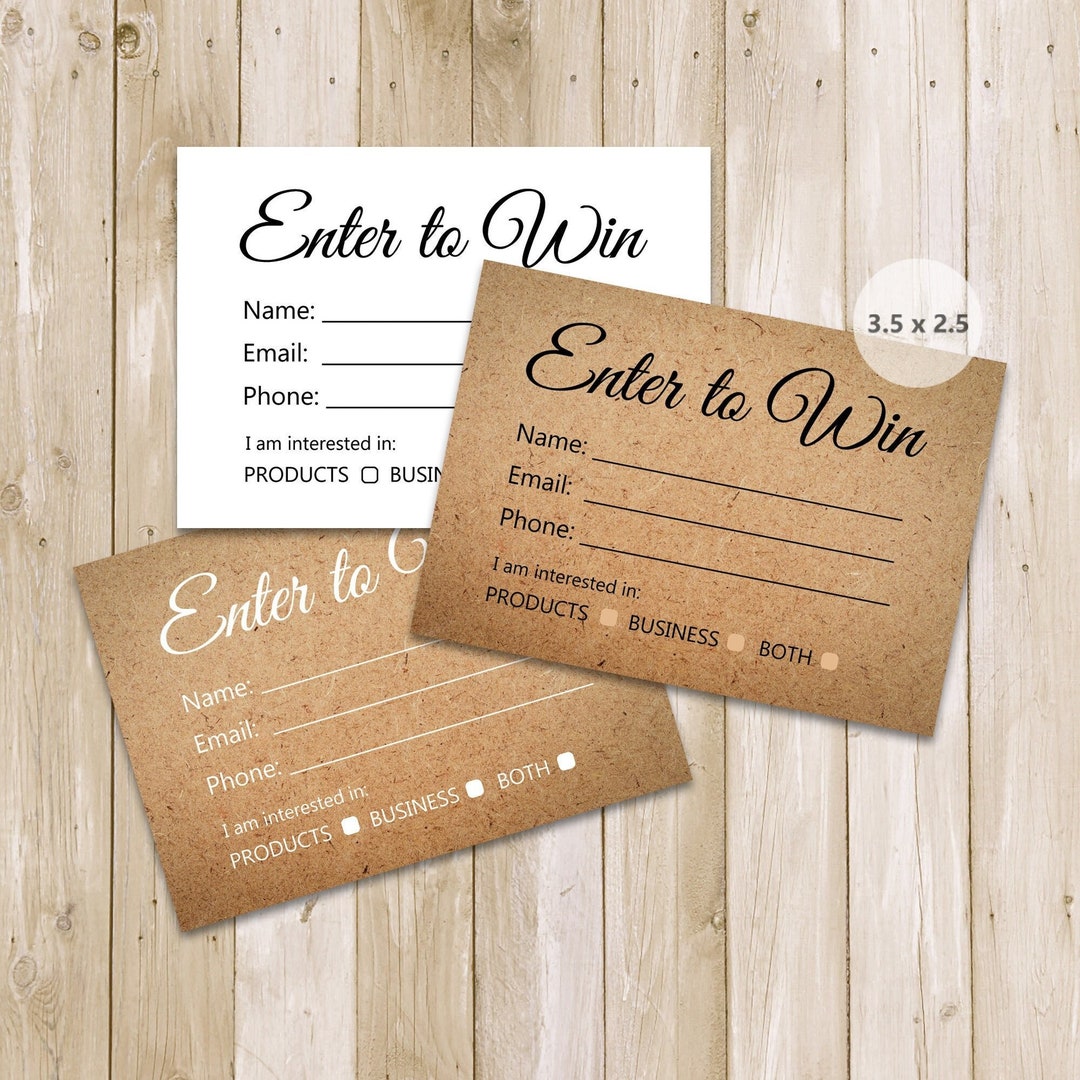 Printable Raffle Ticket Templates Kraft Enter to Win Cards Printable ...