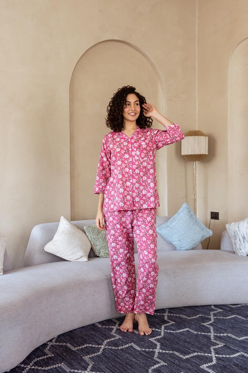 Cotton Pyjamas for Women, Block Print Pyjamas, Luxury Sleepwear, Ladies ...