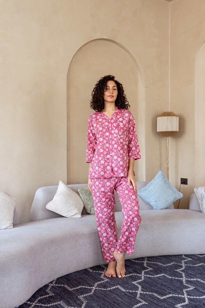 Cotton Pyjamas for Women, Block Print Pyjamas, Luxury Sleepwear, Ladies ...