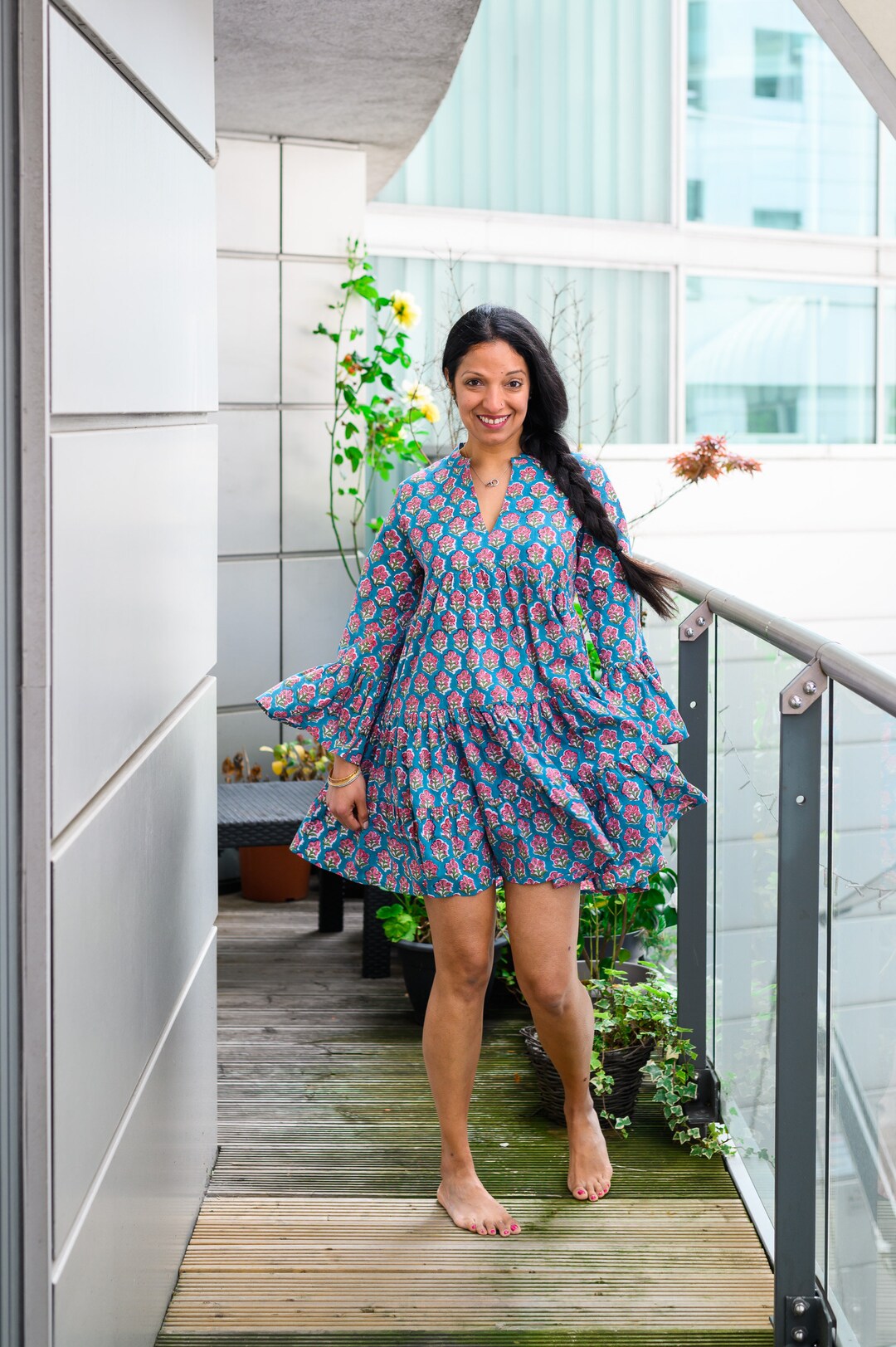 Cotton Dress, Short Summer Dresses, Blue Summer Dress, Hand Block Print ...