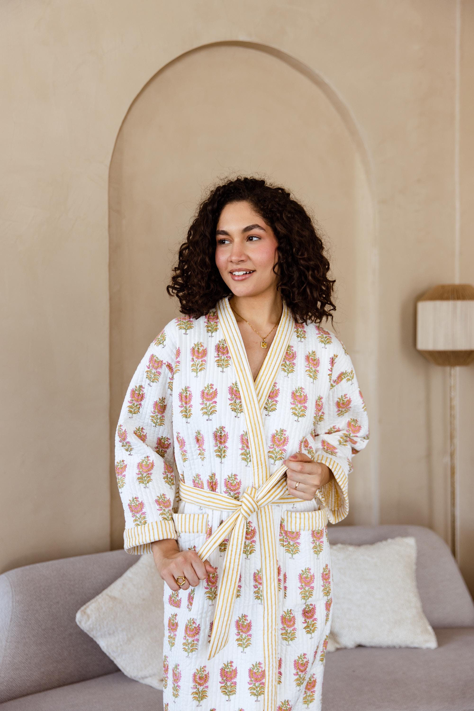 Luxury Quilted Robe, Winter Kimono Dressing Gown, Warm Loungewear ...