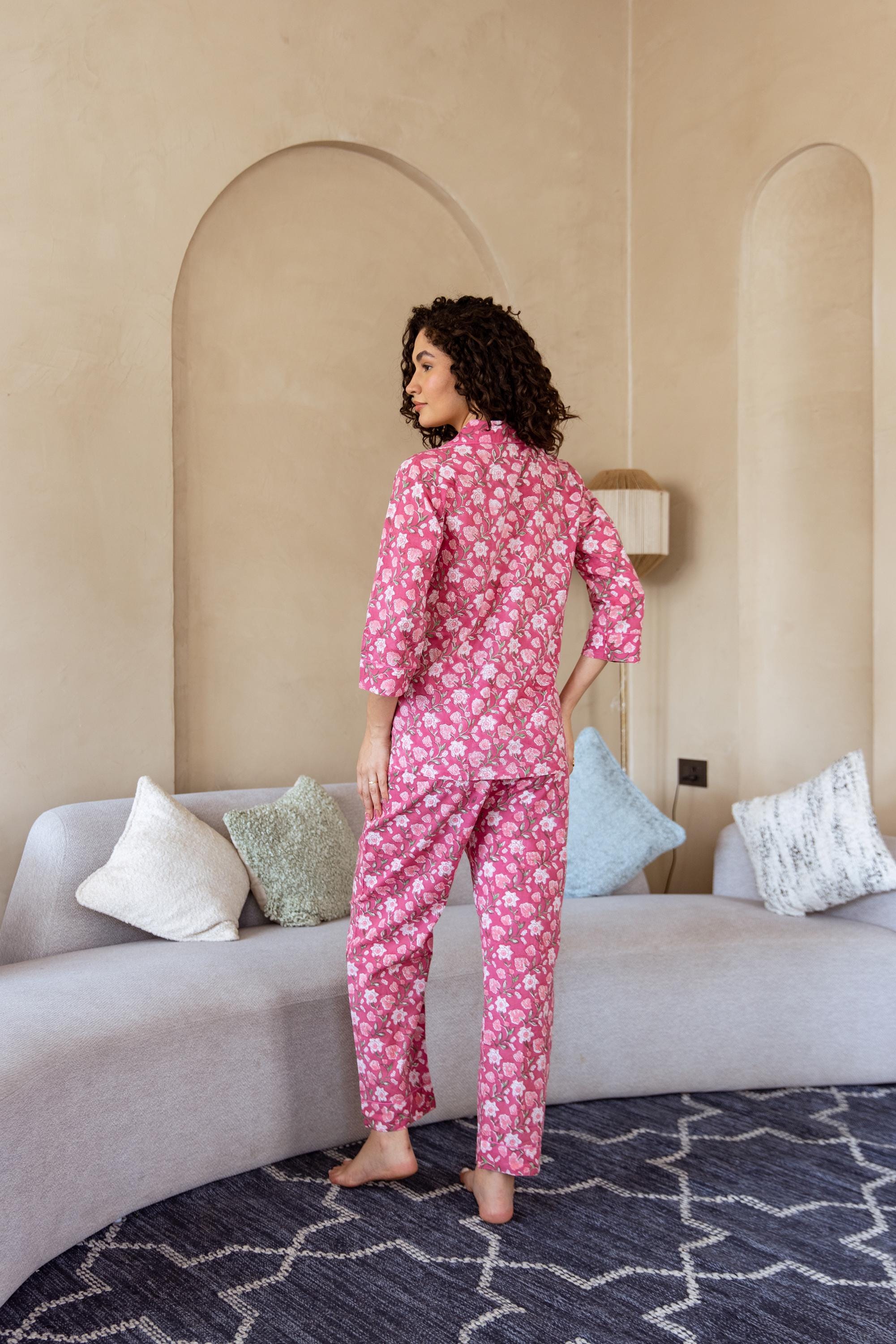Cotton Pyjamas for Women, Block Print Pyjamas, Luxury Sleepwear, Ladies ...