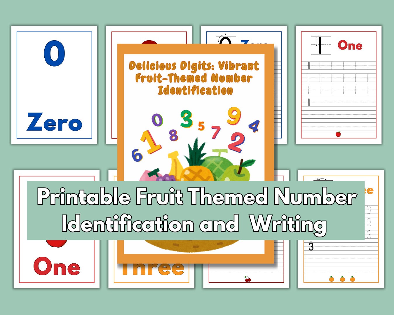 Fruit-themed Number Identification and Tracing - Etsy