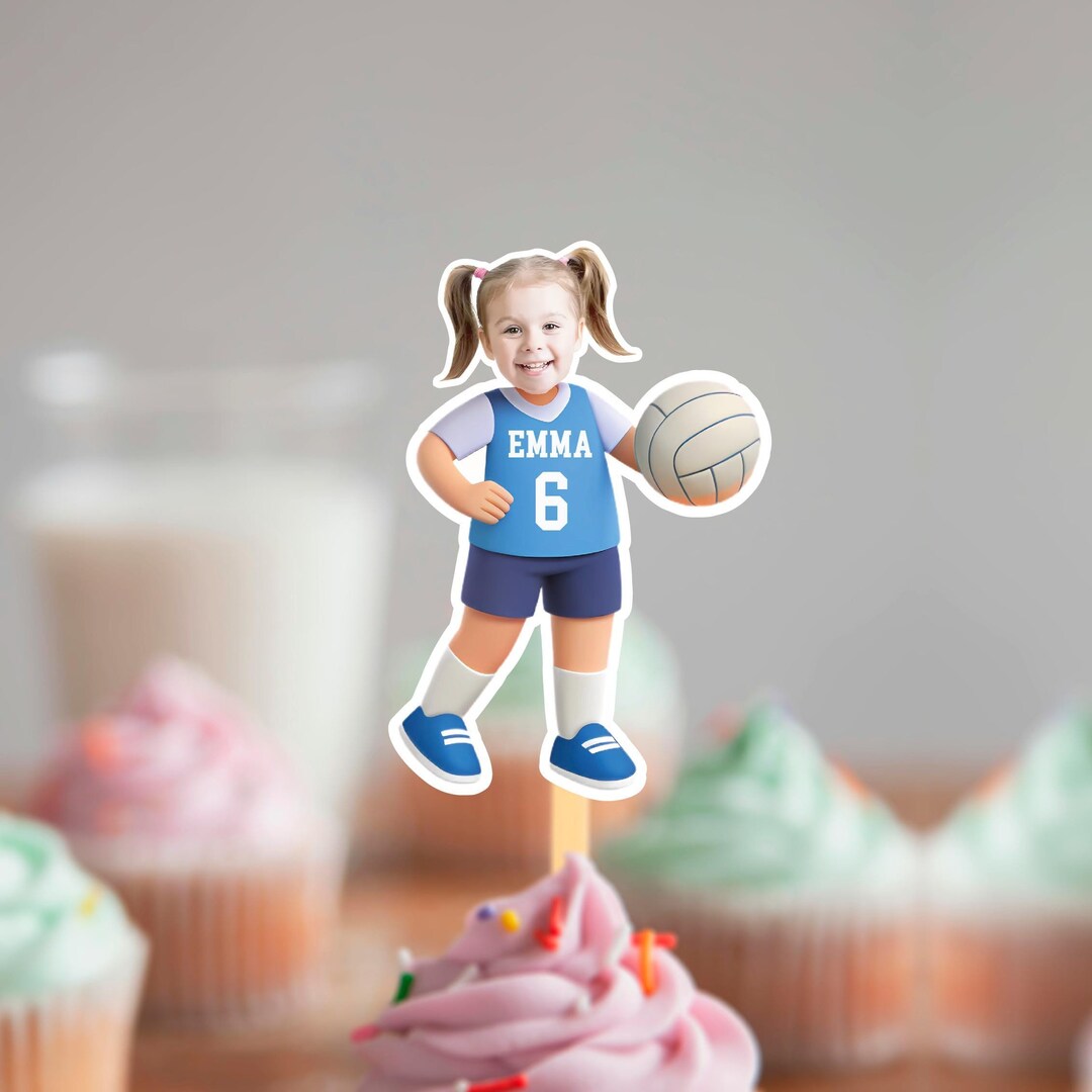 Volleyball Player Cupcake Topper Volleyball Design Printable Digital ...