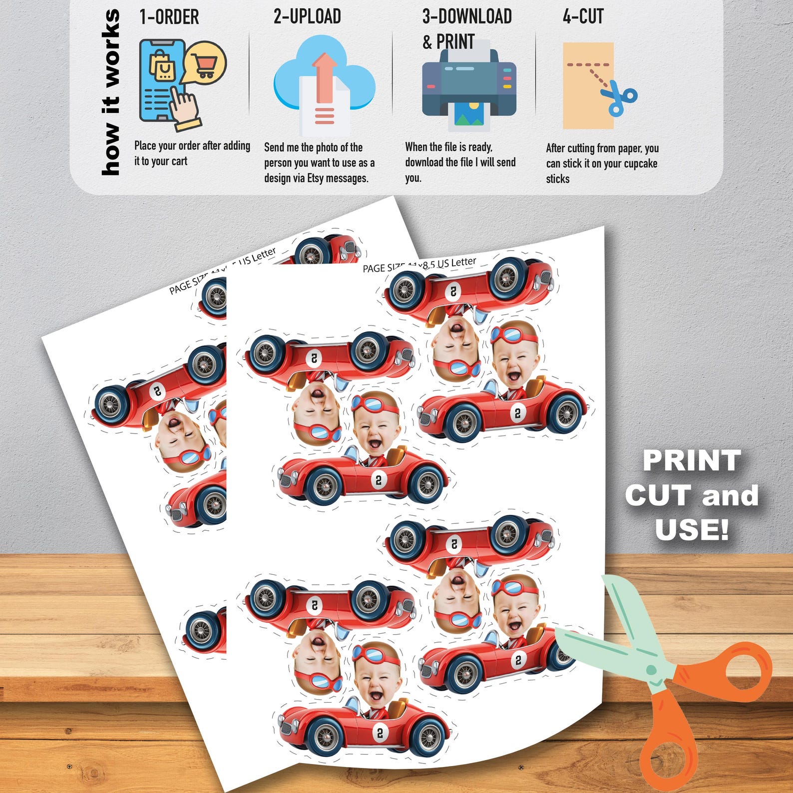 Race Car Cupcake Topper Racer Custom Design Printable Digital File ...