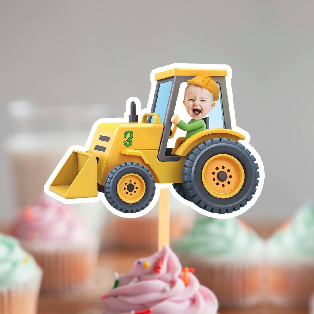 Backhoe Loader Cupcake Topper Excavator Design Printable Digital File ...
