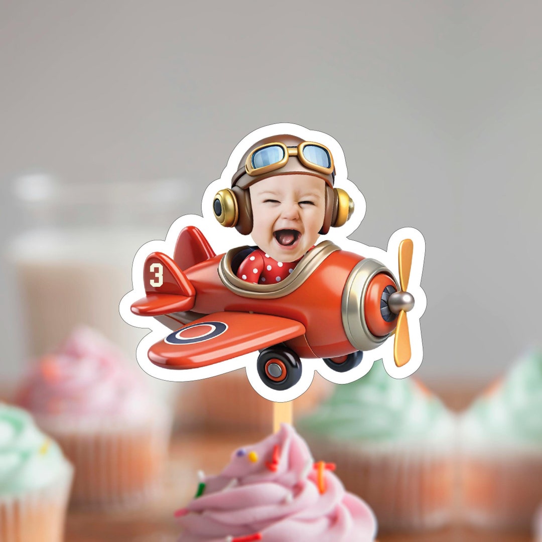 Pilot Plane Cupcake Topper RETRO Plane Design Printable Digital File ...
