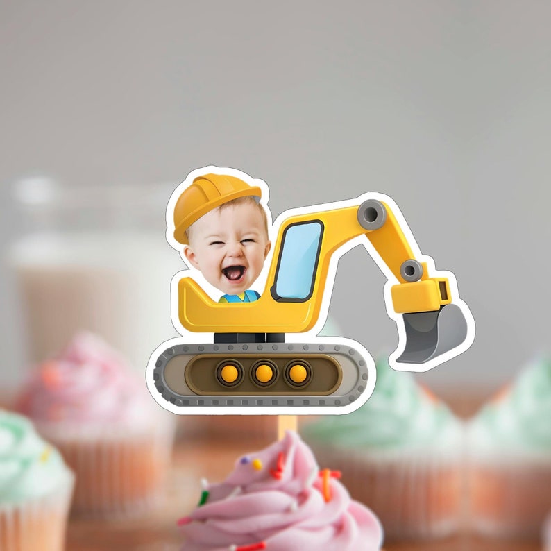 Excavator Cupcake Topper Excavator Design Printable Digital File ...