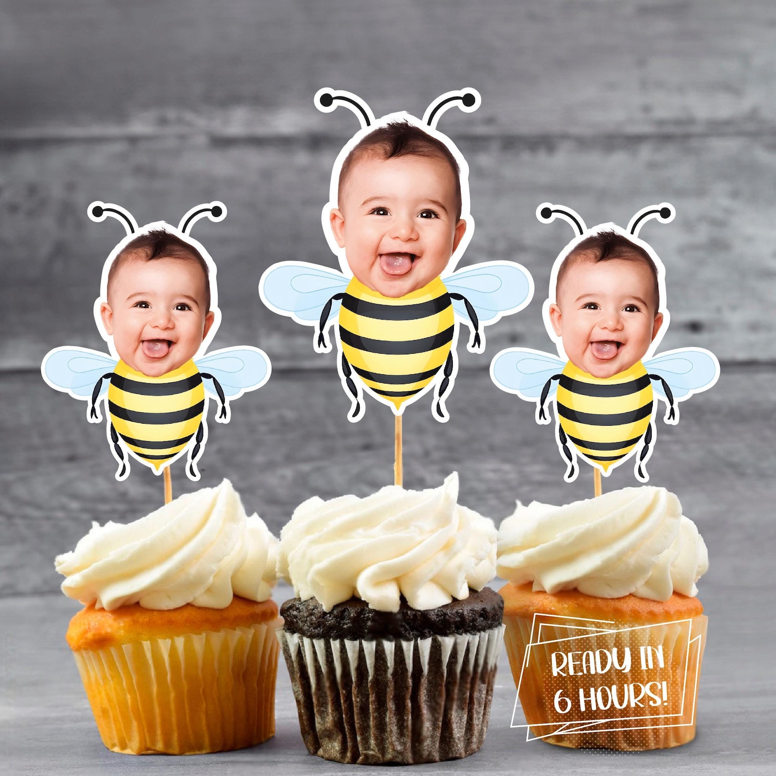 Cute Bee Cupcake Topper Custom Design Printable Digital File ...