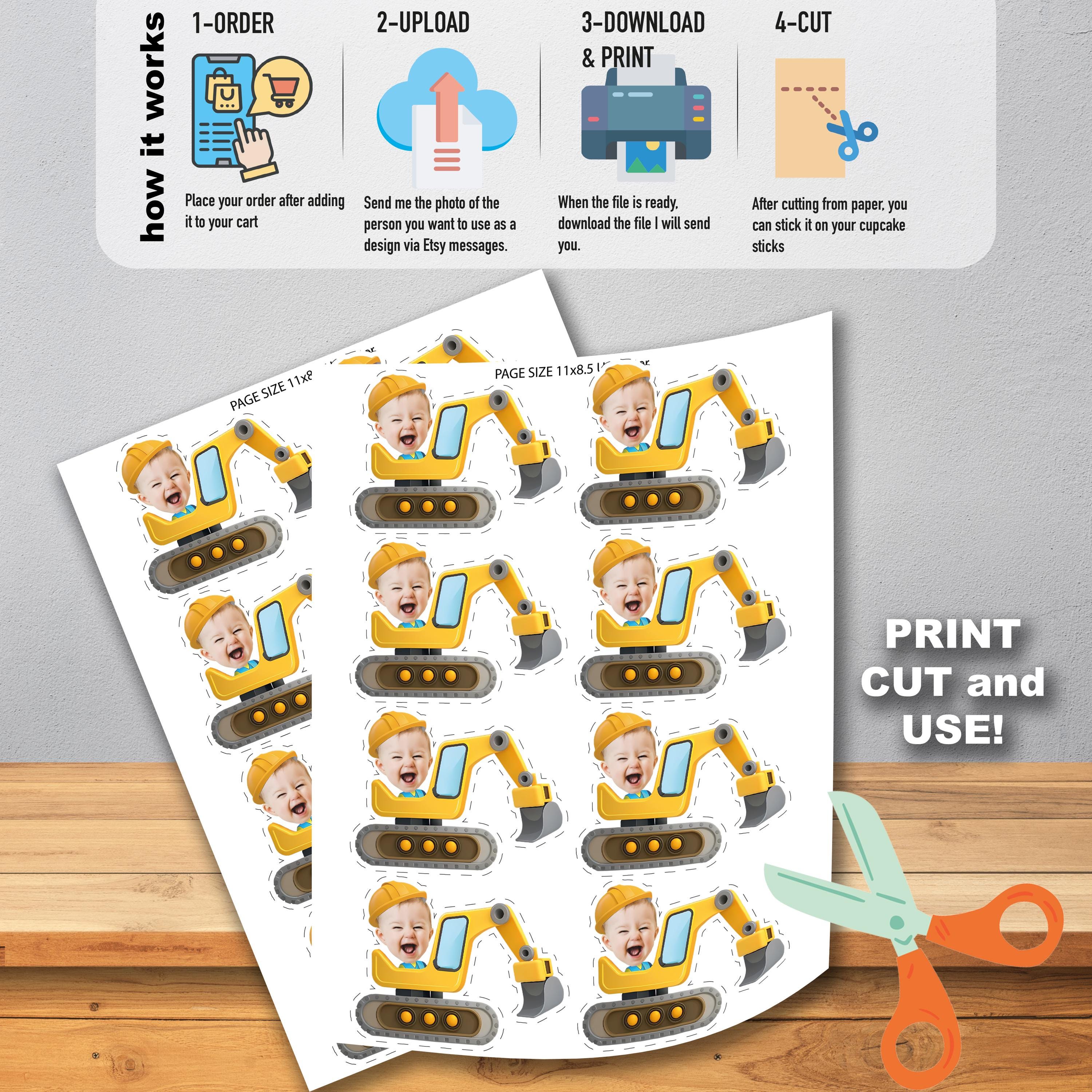 Excavator Cupcake Topper Excavator Design Printable Digital File ...